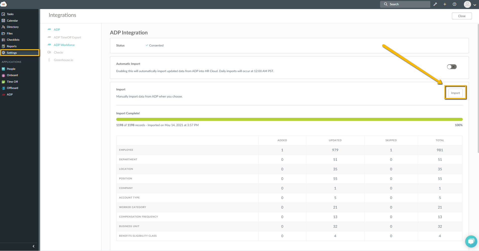 How to rehire an employee with ADP WFN integration?
