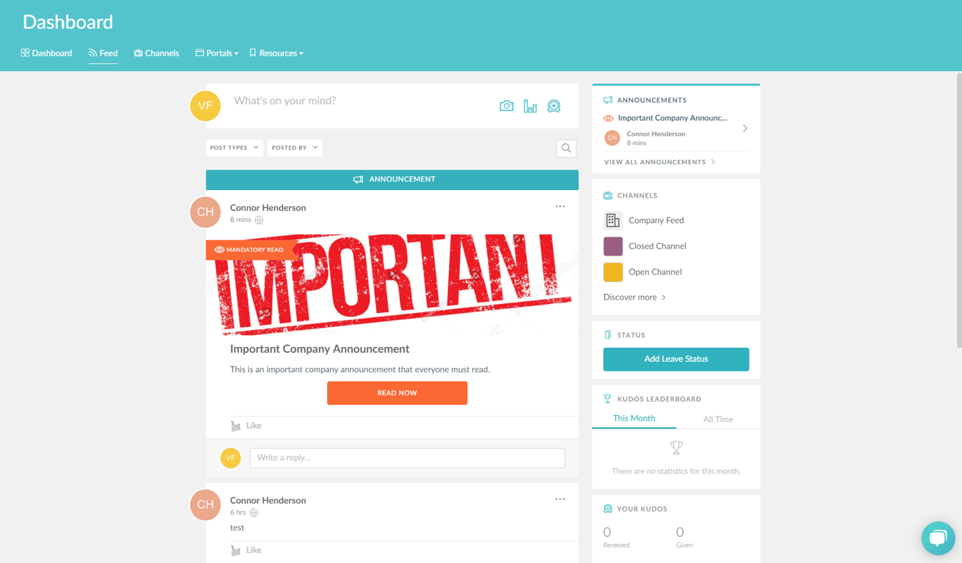 How to post and acknowledge a Mandatory Read Announcement?