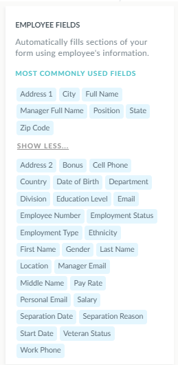 How do I choose from various form field types?