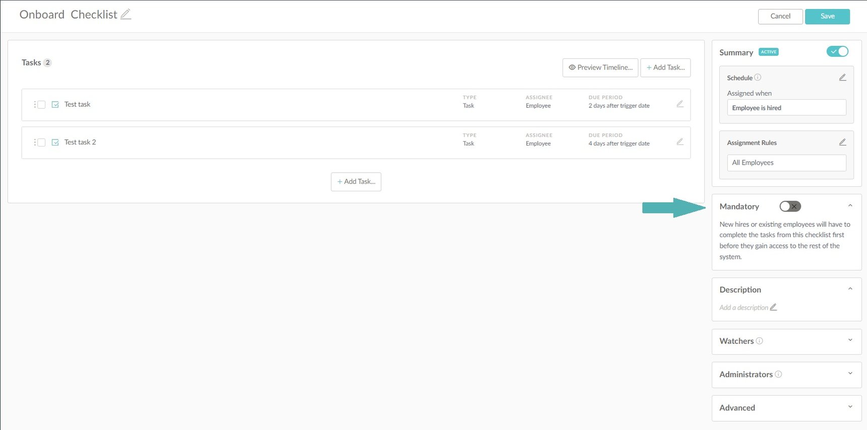 How to create a Mandatory Checklist?