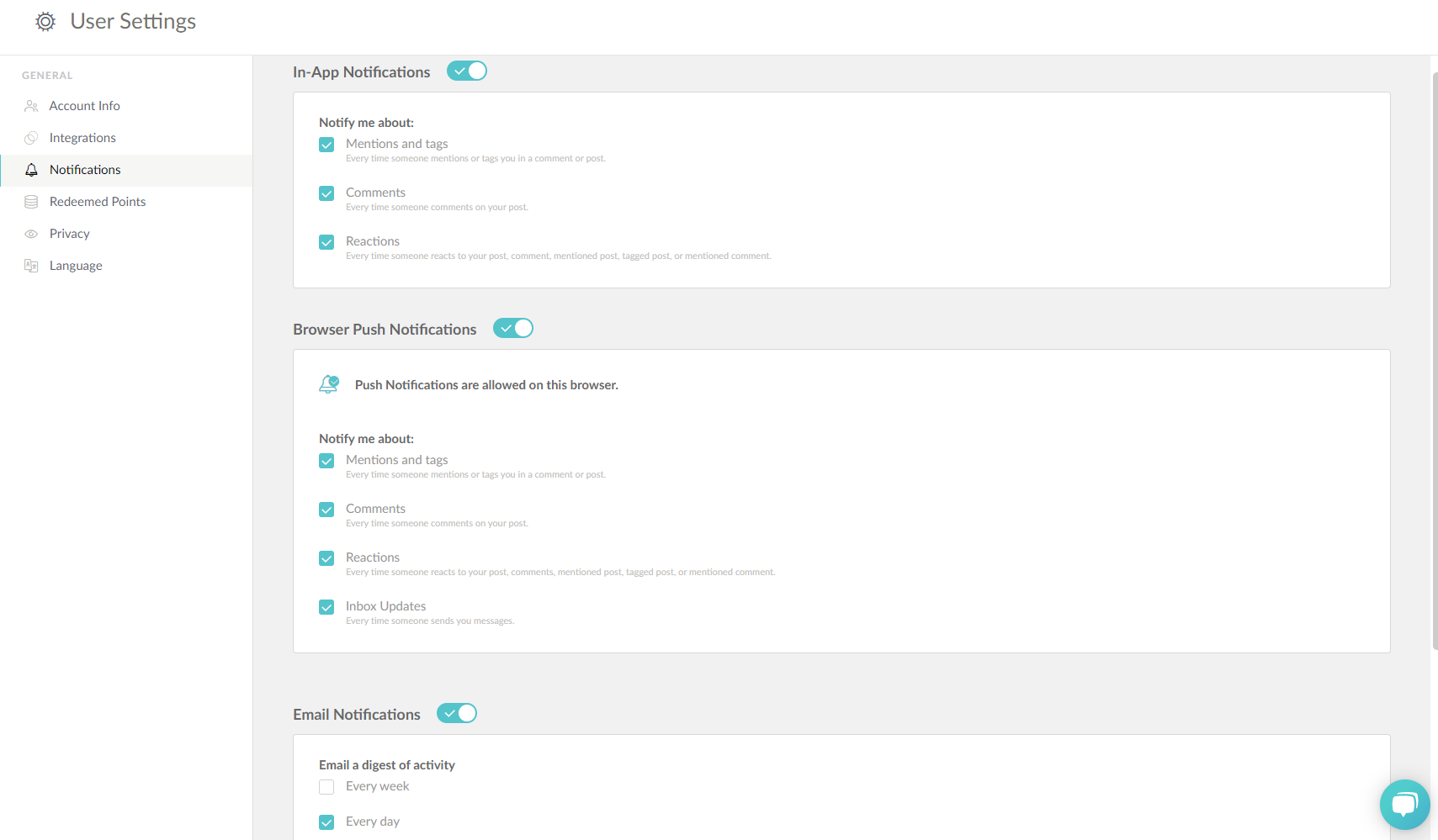 How to adjust User Notifications preferences?